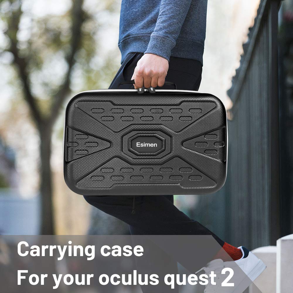 Esimen All-in-one Hard Case for Oculus Quest 2 Elite Strap Face Mask Grip Cover Accessories Set Carrying Bag,includes K3 Elite Strap, Lens Protect Cover (Case+Accessories Set)