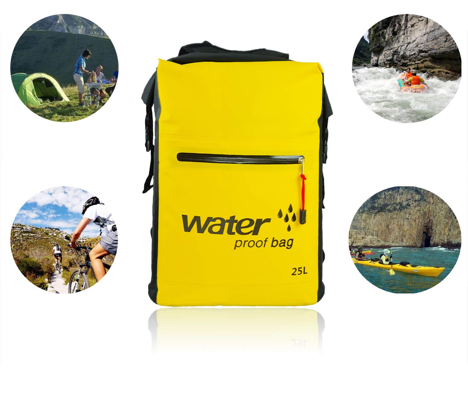 Yarpper Dry Bag Backpack Waterproof for Kayaking Boating Hiking Camping Fishing Rafting 20l 25l 30l Yellow