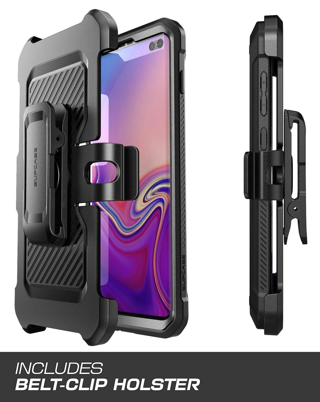 SUPCASE for Samsung Galaxy S10 Case with Satnd (Unicorn Beetle Pro), [Built-in Belt Clip] Heavy Duty Shockproof Rugged Protective Phone Case Without Built-in Screen Protector for Galaxy S10, Black