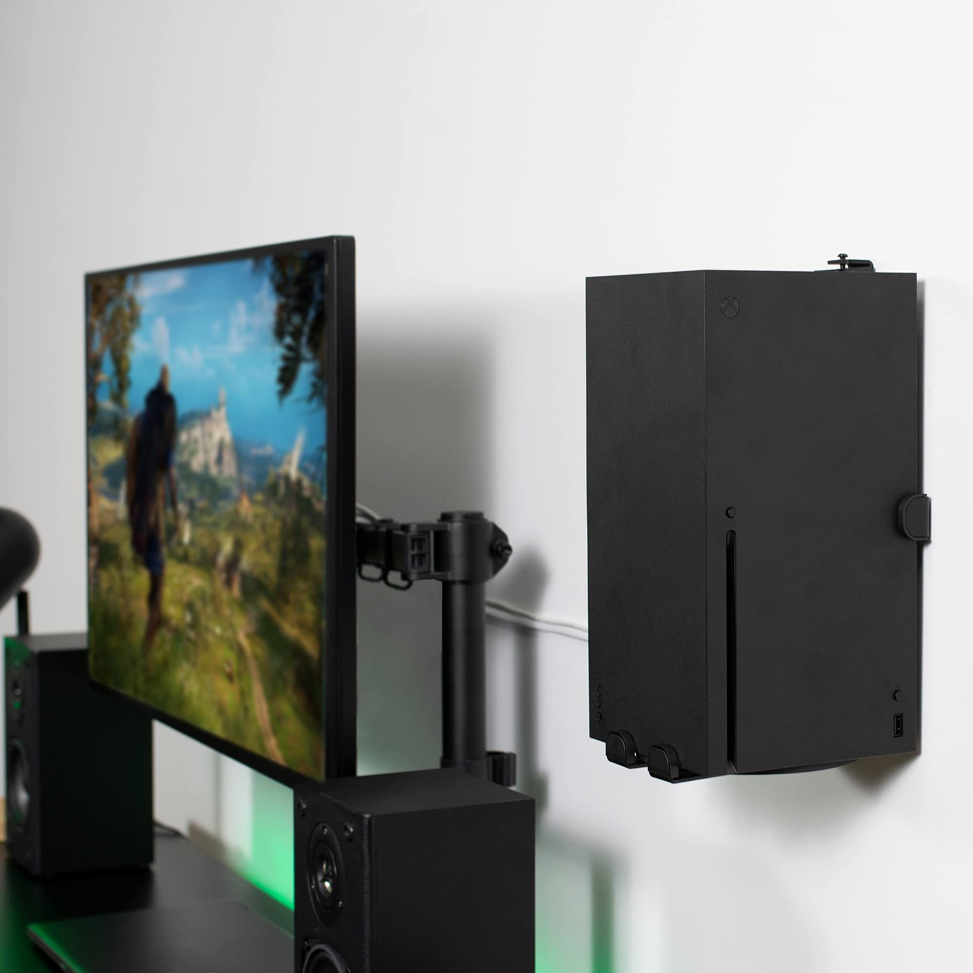 VIVO Steel Wall Mount Bracket Designed for Xbox Series X Gaming Console, Horizontal and Vertical Display, Open Design, Black, Mount-XSXU1