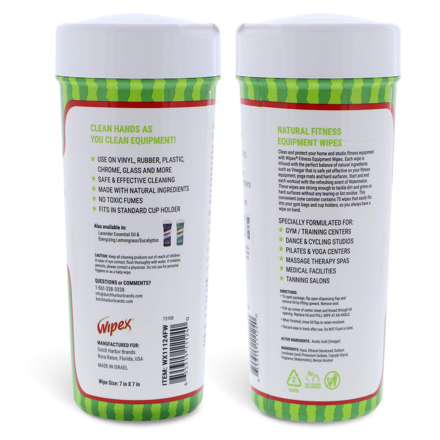 Wipex Natural Gym Fitness Equipment Wipes Variety Pack - Includes Lavender, Watermelon & Lemongrass - 3pk, 225 Wipes
