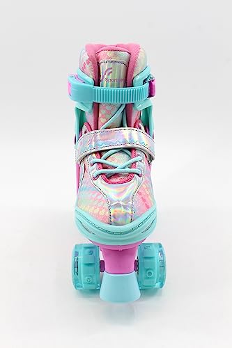 Sportneer Kids Roller Skates, Roller Skates with Protective Gear Set, Adjustable Roller Skates with 8 Light up Wheels, for Girls Kids Youth Beginner Indoor & Outdoor Use (1pair)
