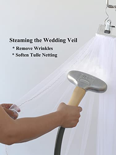 SAMKY 1T 1 Tier Floral Scallop Embroided Lace Pearl Veil - White Fingertip Length 36" V470