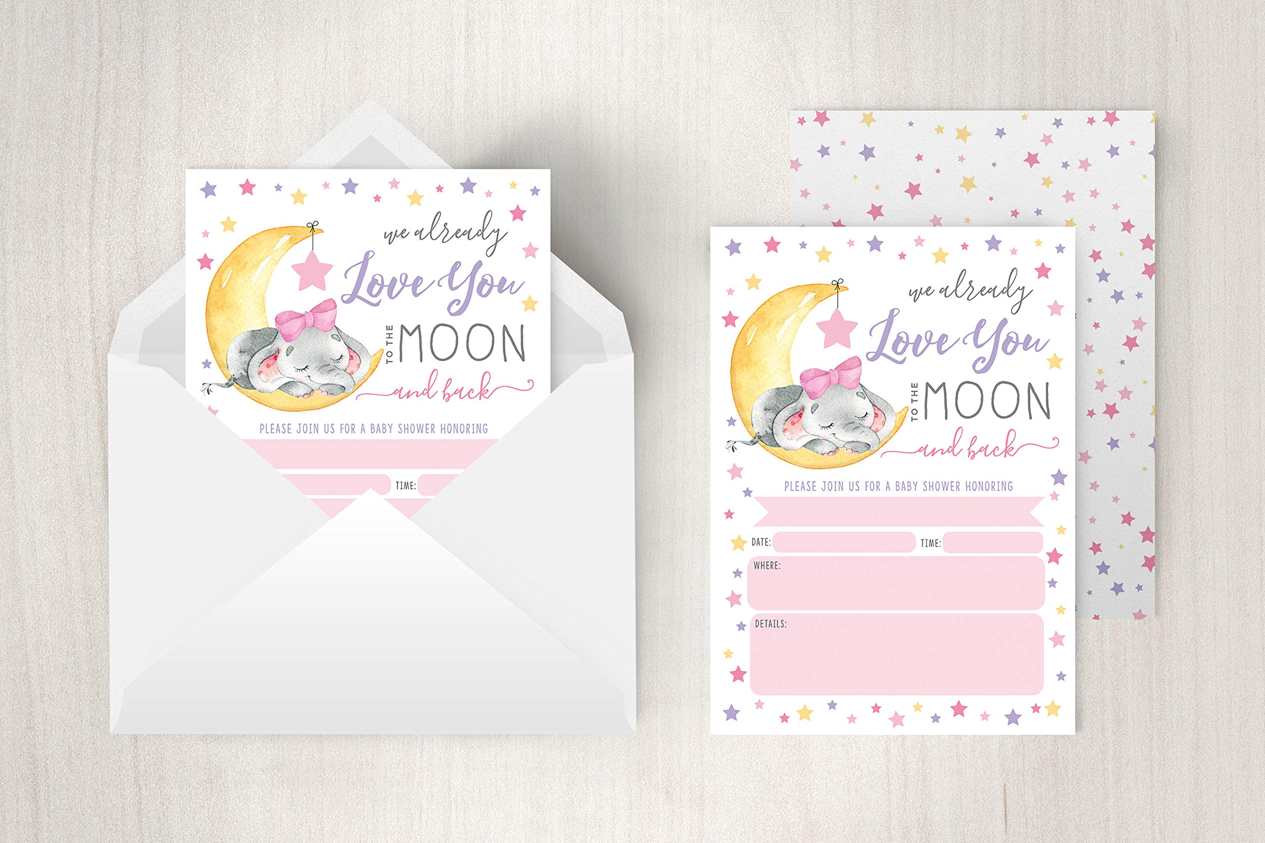 Your Main Event Prints Greeting Card, Baby Shower Invitation, Elephant, 20 Invitations and Envelopes