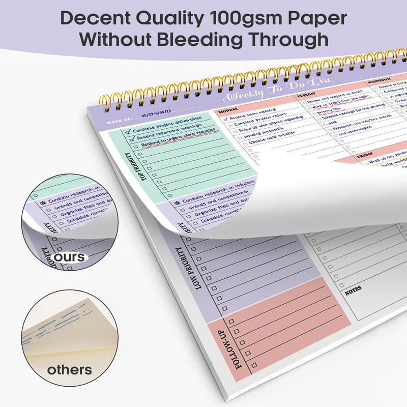 Weekly To Do List Notepad with 52 Undated Sheets（8.5"×11"）- Weekly Desk Planner for Women & Man,Work and Home - Azure Dream