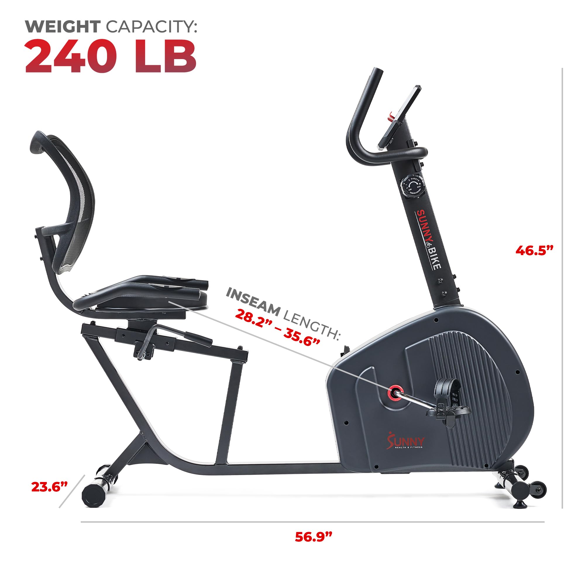 Sunny Health & Fitness Magnetic Recumbent Exercise Bike