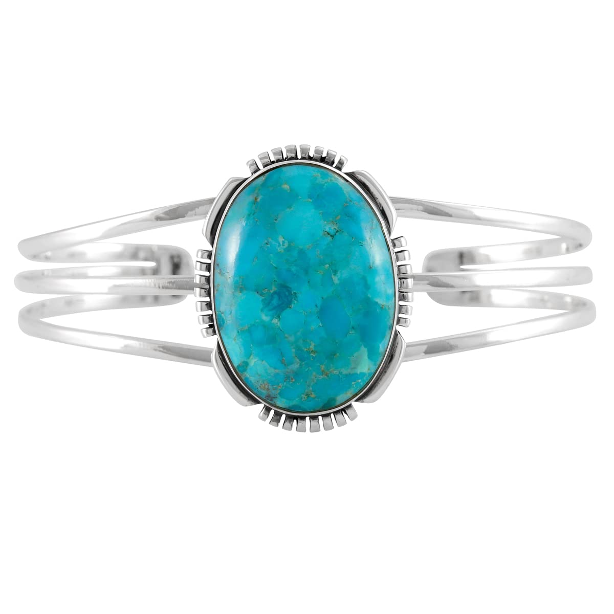 Turquoise Bracelet Sterling Silver 925 Genuine Turquoise (Turquoise)