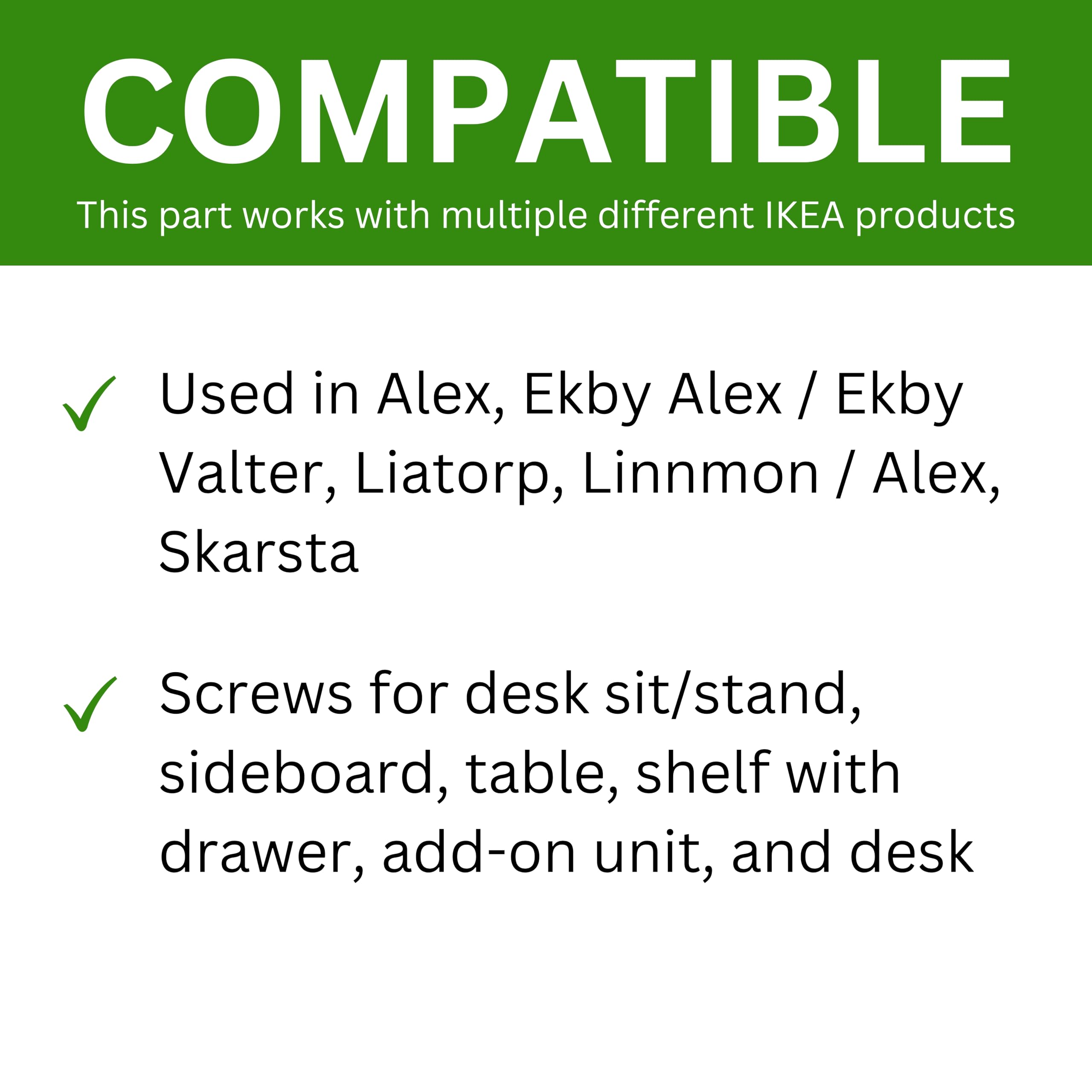 Spare Hardware Parts Desk, Shelf, Drawer, Table, Sideboard, Stand Screw (Replacement for IKEA Part #105021) (Pack of 10)