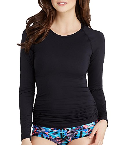 TYR Women's Belize Rashguard Long Sleeve Top, Black, Large