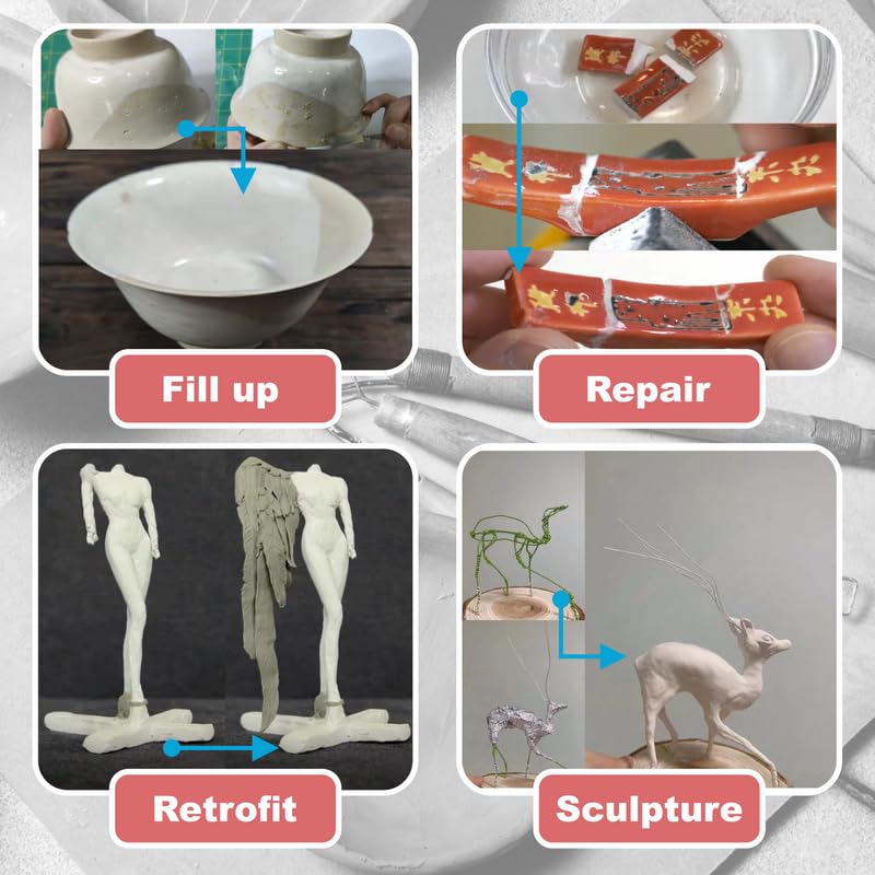 White Epoxy Sculpt Clay, 1 Pound Self-Hardening AB Epoxy Sculpt Clay for Sculpting, 2 Part Modeling Compound (A & B), Epoxy Clay Magic Sculpt for Sculpting, Modeling, Filling, Repairing