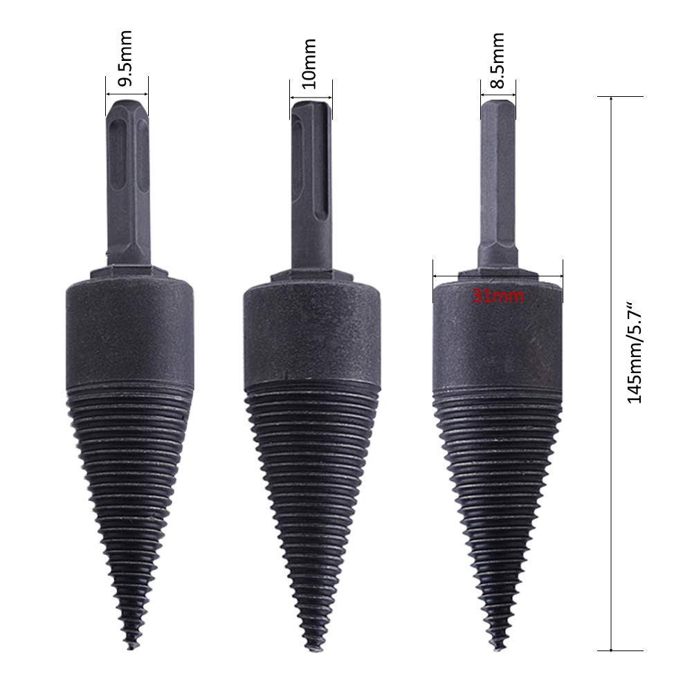 sportuli Firewood Drill Bit Wood Splitter - Hex Shank Log Breaker Reamer Woodworking Tools for Electric Drill Machine 32mm