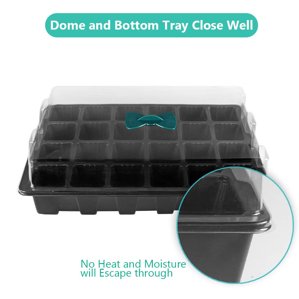SHIYETA 240 Cells -24 Grow Trays with Humidity Dome and Cell Insert - Mini Propagator for Seed Starting and Growing Healthy Plants Durable Reusable and Recyclable 10 Pack