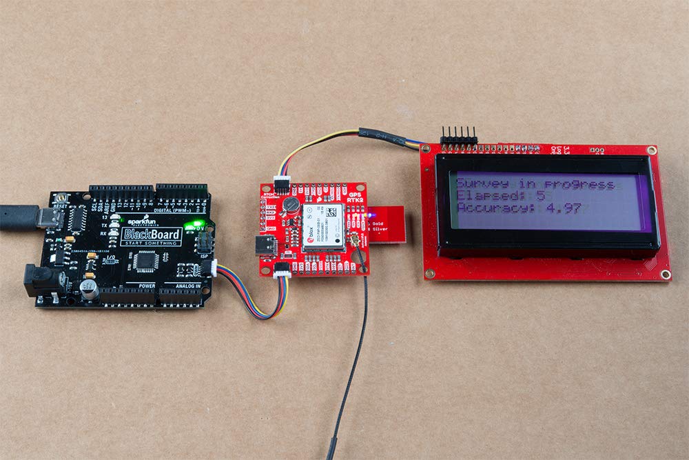 SparkFun GPS-RTK2 Board - ZED-F9P (Qwiic) High-Precision Breakout No Soldering Required Breadboardable Contains a Rechargeable Backup Battery Allowing a Warm-Start decreasing time-to-First-fix