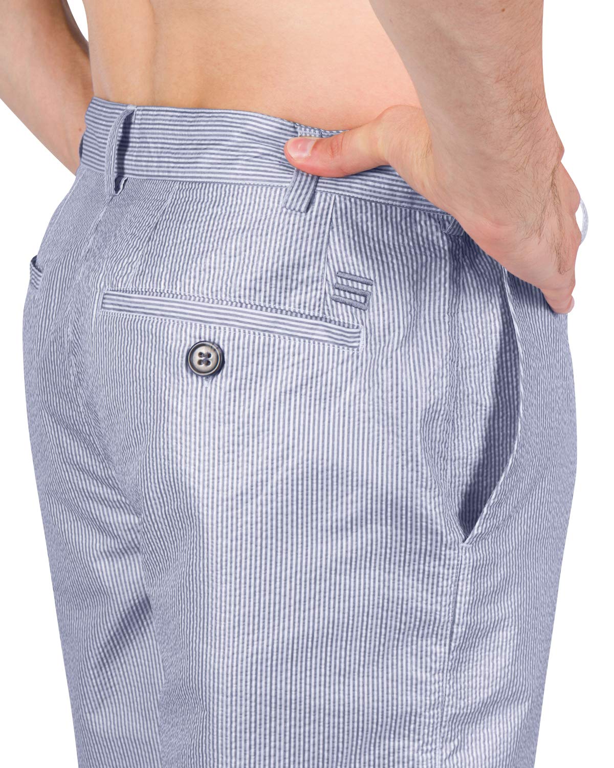 Three Sixty Six Seersucker Golf Short for Men - Quick Dry Casual Walk Shorts - 10 Inch Inseam Grey