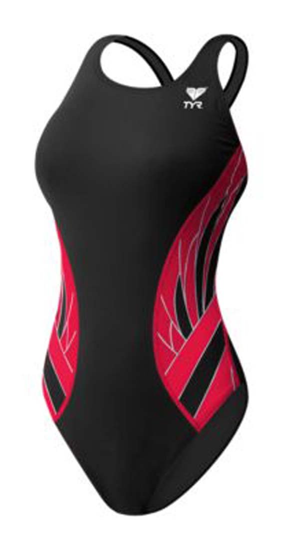 TYR Youth Phoenix Splice Maxfit Swimsuit, Black/Red, Size 24
