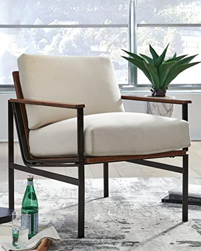 Signature Design by Ashley Tilden Mid-Century Modern Accent Chair, Ivory & Black