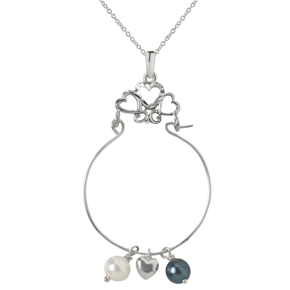 Sterling Silver Three Heart Charm Holder