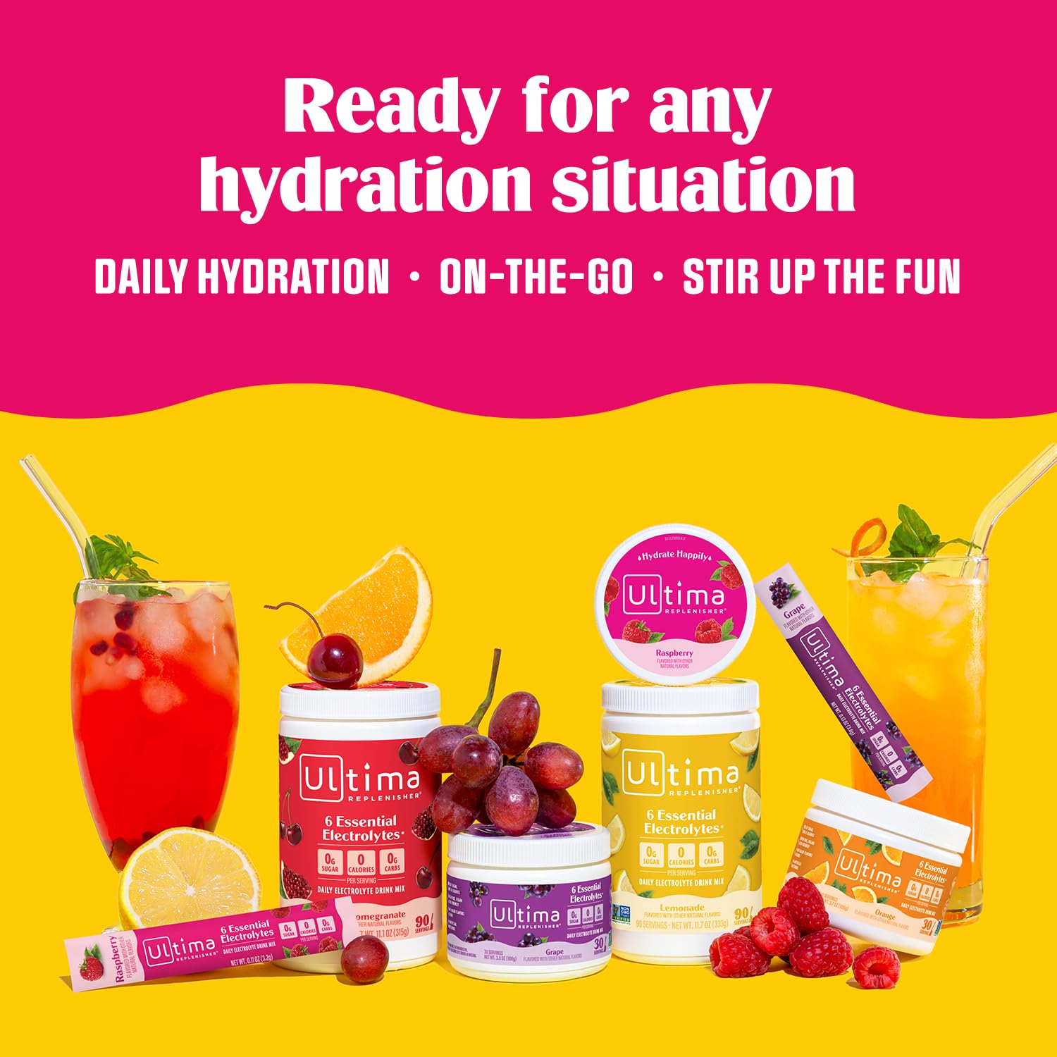 Ultima Replenisher Daily Electrolyte Drink Mix β Pink Lemonade, 30 Serving β Hydration Powder with 6 Key Electrolytes & Trace Minerals β Keto Friendly, Vegan, Non-GMO & Sugar-Free Electrolyte Powder