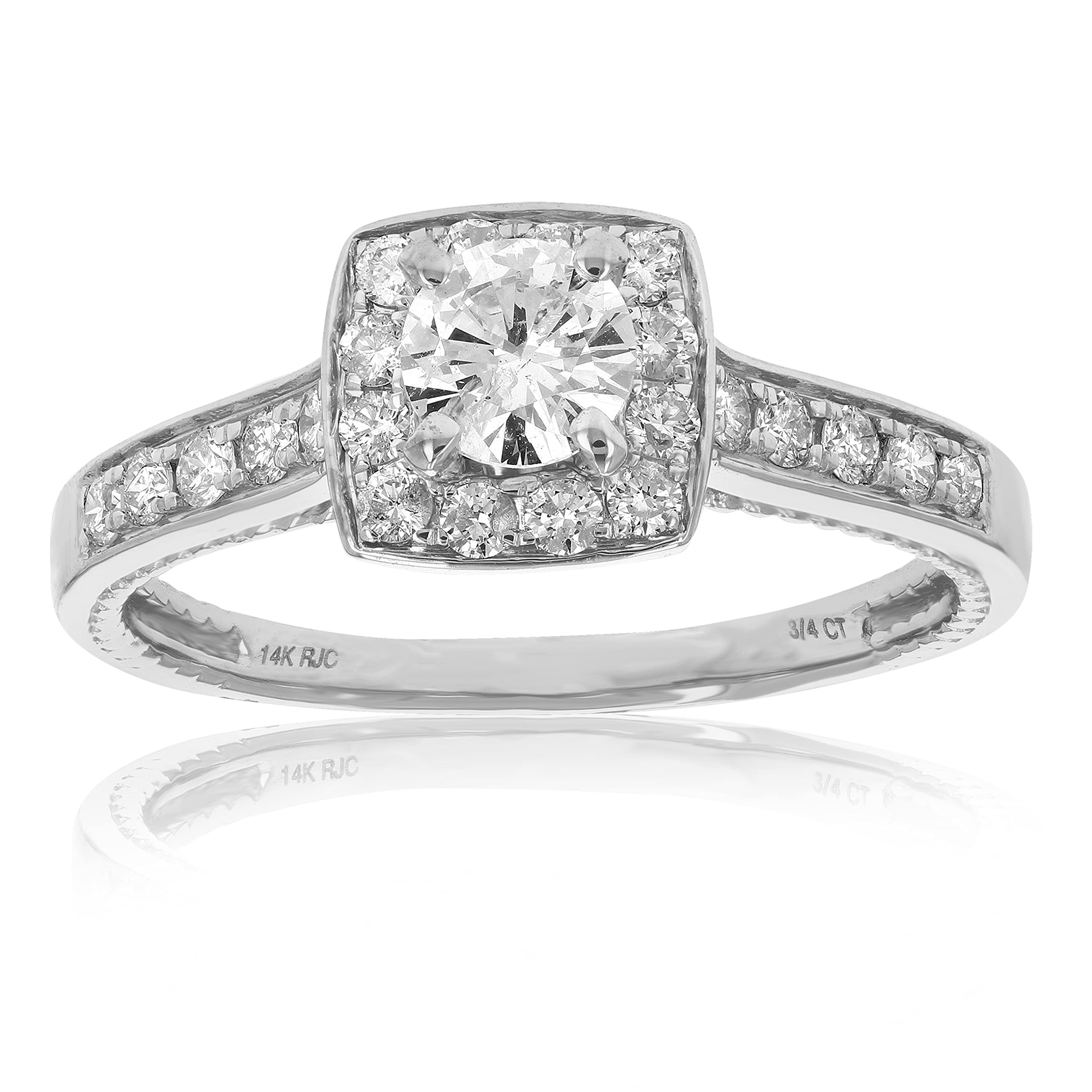 Vir Jewels 3/4 cttw Diamond Milgrain Wedding Engagement Ring Cushion 14K White Gold Bridal Size 7
