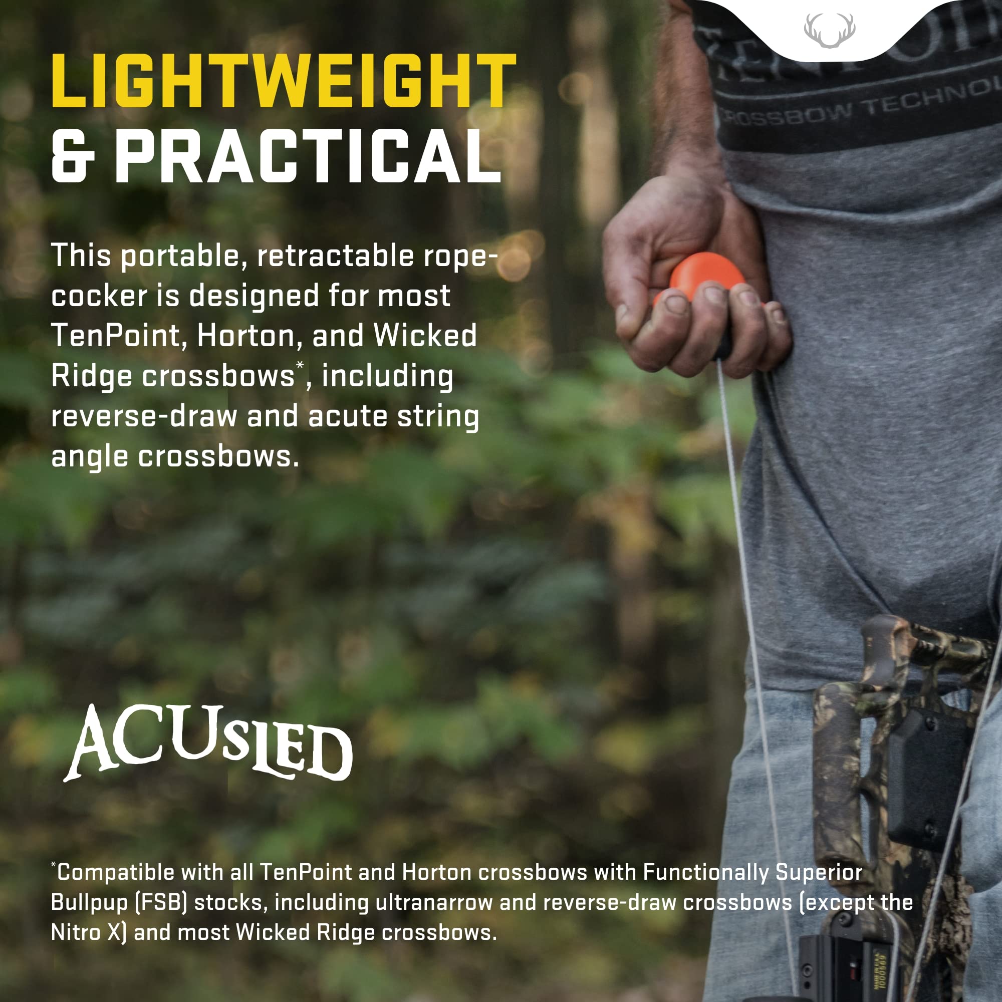 TenPoint ACUsled - Portable, Retractable Crossbow Cocking Device - Reduces Draw Weight by 50% - Not Compatible with Nitro X