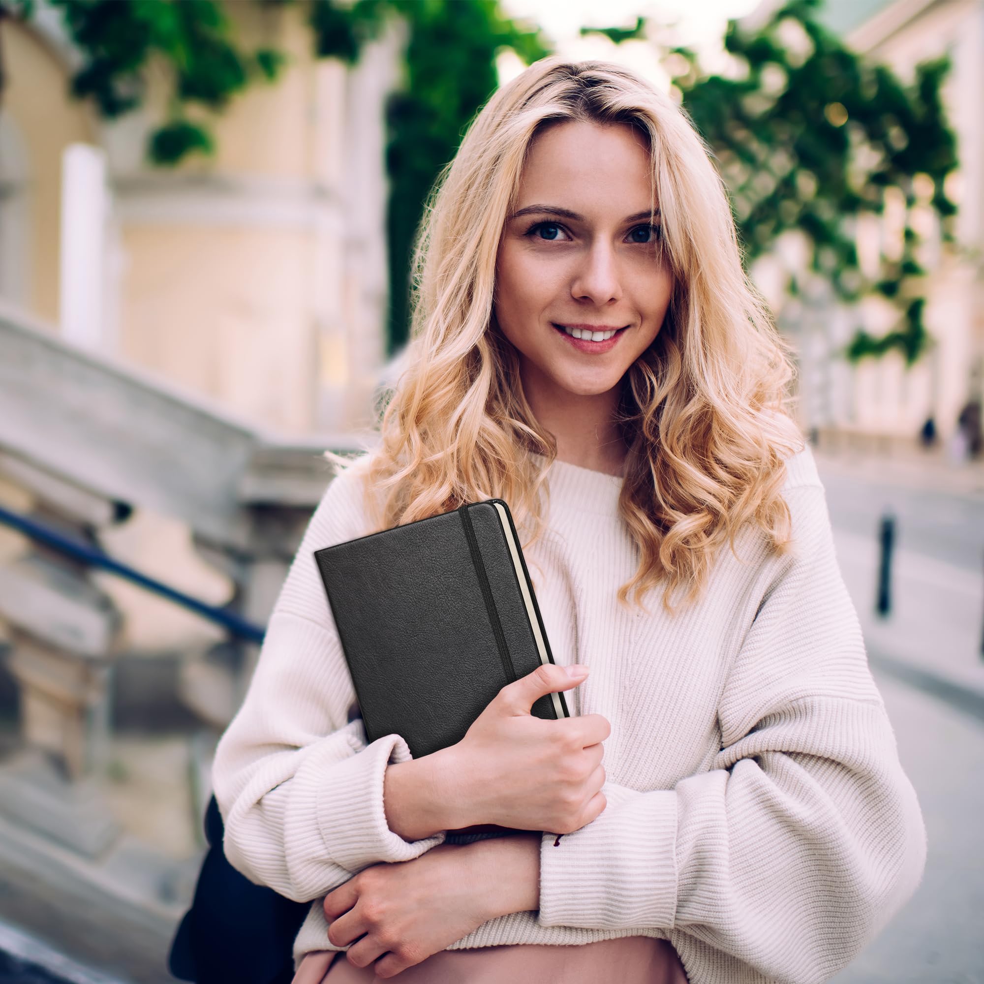 Ruled Notebook/Journal β Classic Notebook Journal for Women/Men, Faux Leather Notebooks for Work, Premium Thick Paper, Black, Hardcover, Lined (5.4 x 8.3)
