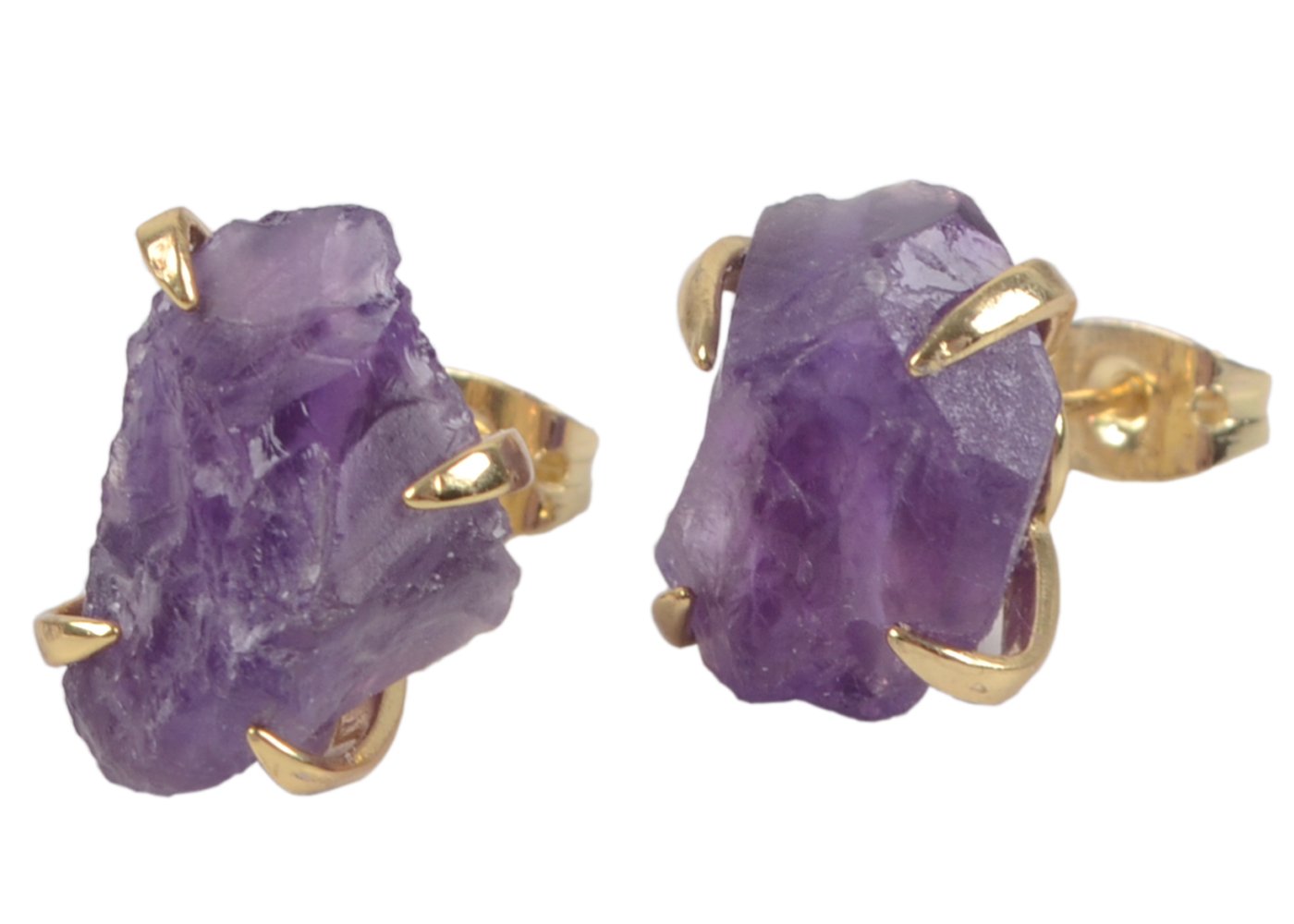 ZENGORI Irregular Amethyst Four-Claw Stud for Women Gemstones Earring Jewelry ZG0134