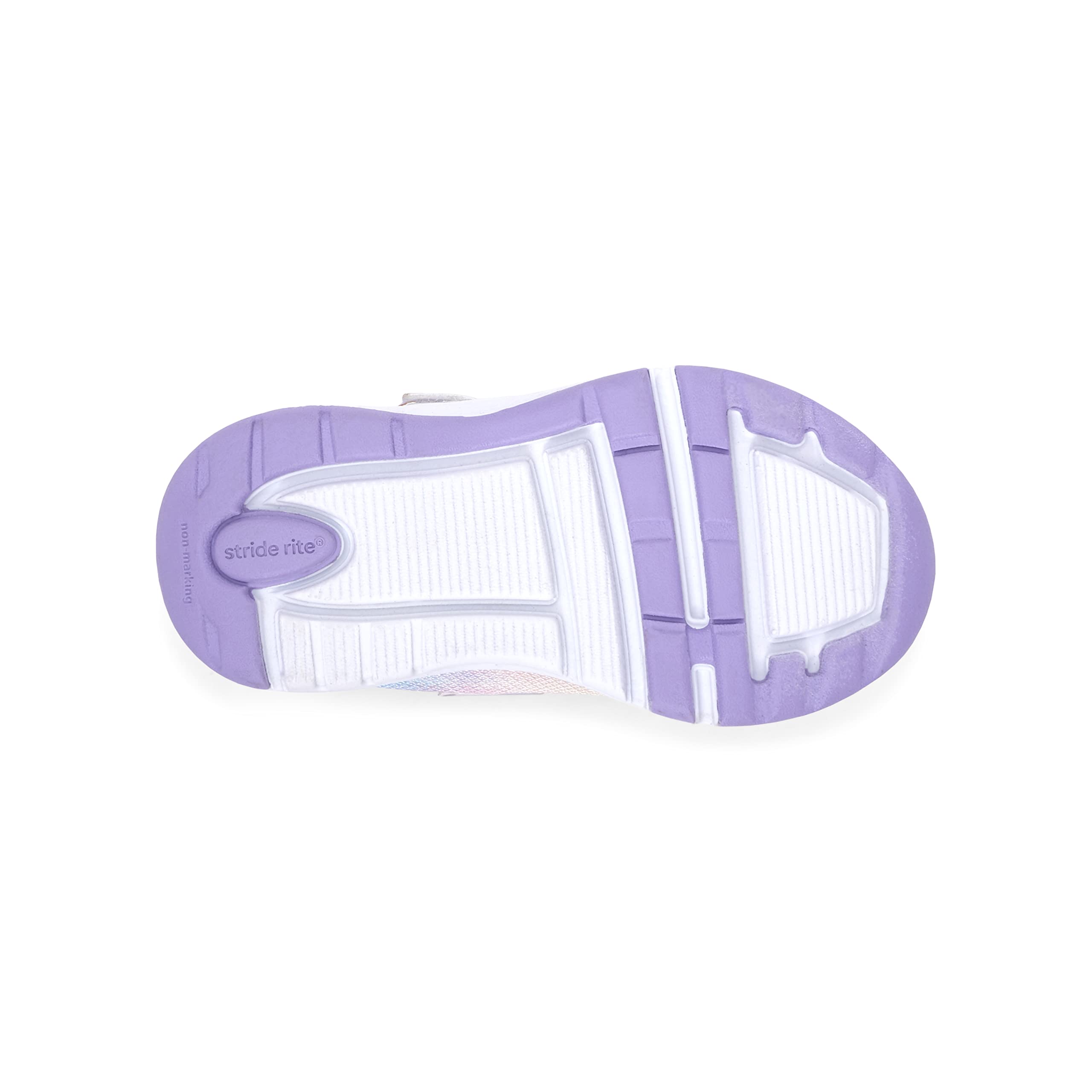 Stride rite Girls SR Lighted Glimmer Sneaker, Iridescent, 1 Wide Little Kid