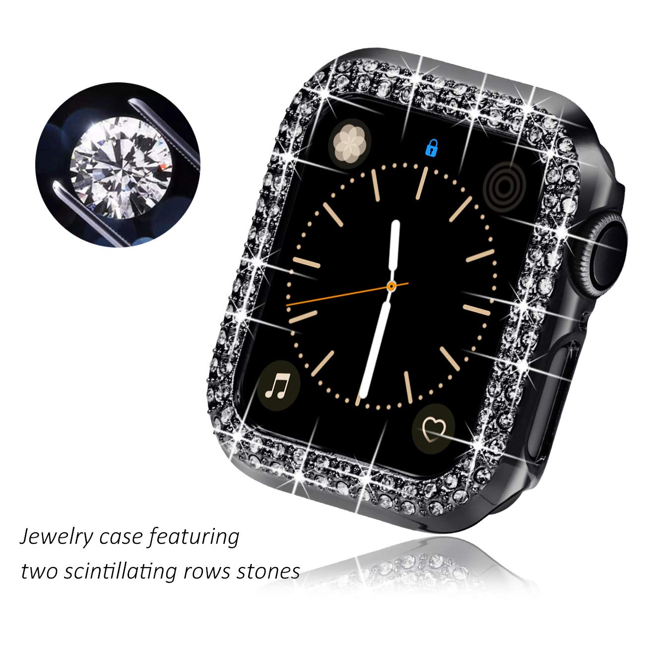 Surace 40mm Case Compatible with Apple Watch Case, Bling Frame Protective Case Screen Protector Replacement for Apple Watch Series 6/5/4 40mm, Rose Gold/Pink/Black/Silver/Clear