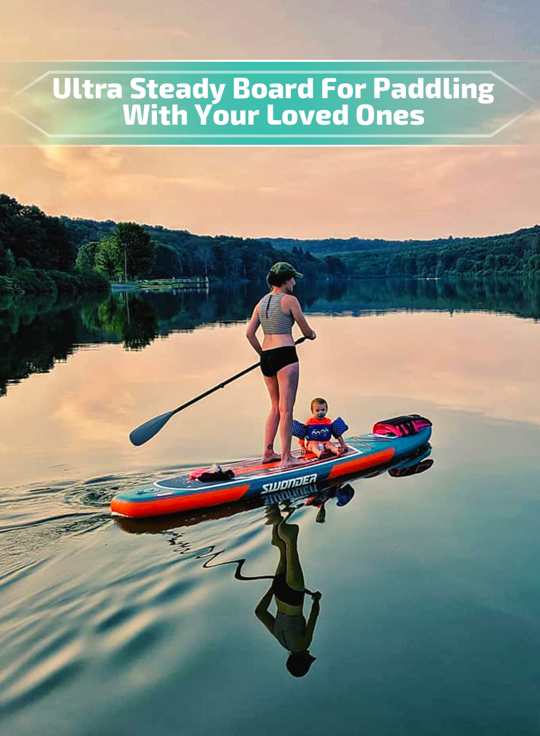 Swonder 11'6" Inflatable Stand Up Paddle Board, Heavy Duty Paddleboard for Adults and Kids, 300lbs High-Capacity SUP with Premium Accessories inc. Air Pump, Paddles, Leash, Backpack