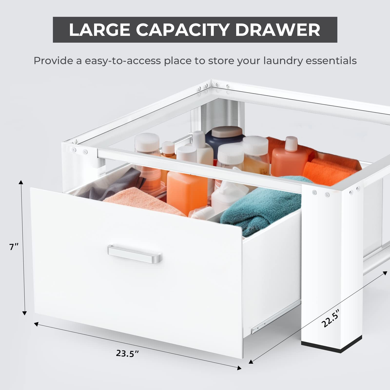 Washer Dryer Pedestals with Drawer - 29" Laundry Pedestal for Washer and Dryer, Steel Washing Machine Stand Raiser, 14.3 Inches Height Elevation