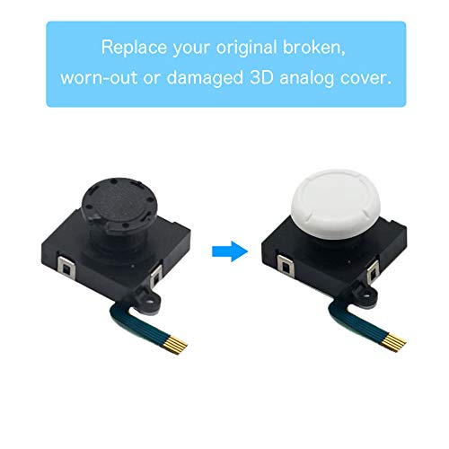 BRHE Replacement Thumb Grip Caps for Nintendo Switch 3D Analog Stick and Switch Lite Joystick Silicone Rubber Cover Set (White)