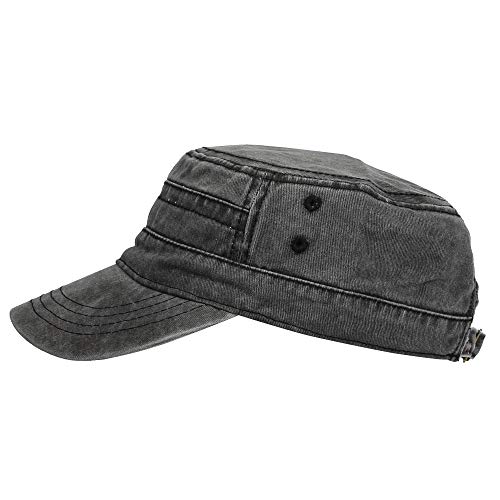 WITHMOONS Cadet Caps Vintage Washed Cotton Army Hat for Unisex KZ40037 (Grey)