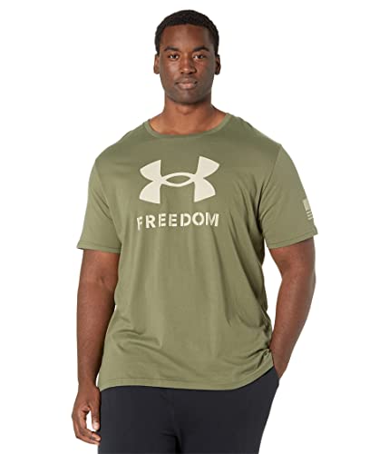 Under Armour Men's New Freedom Logo T-Shirt, Marine Od Green (390)/Desert Sand, Large