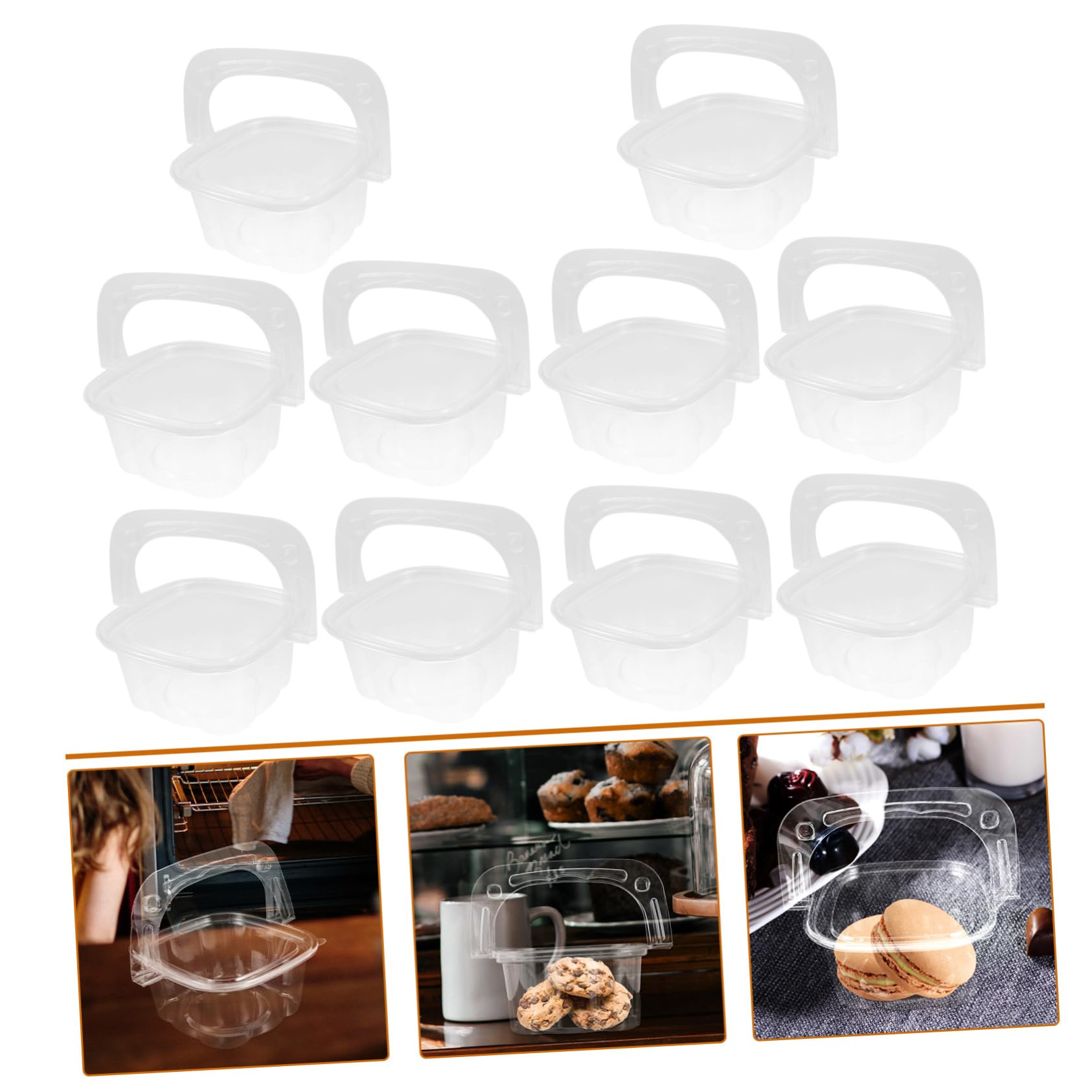 ULTECHNOVO 20 pcs transparent cake box small clear container handheld flower basket pastry serving bowls cake containers with lids plastic cereal bowls Noodle the pet small donuts