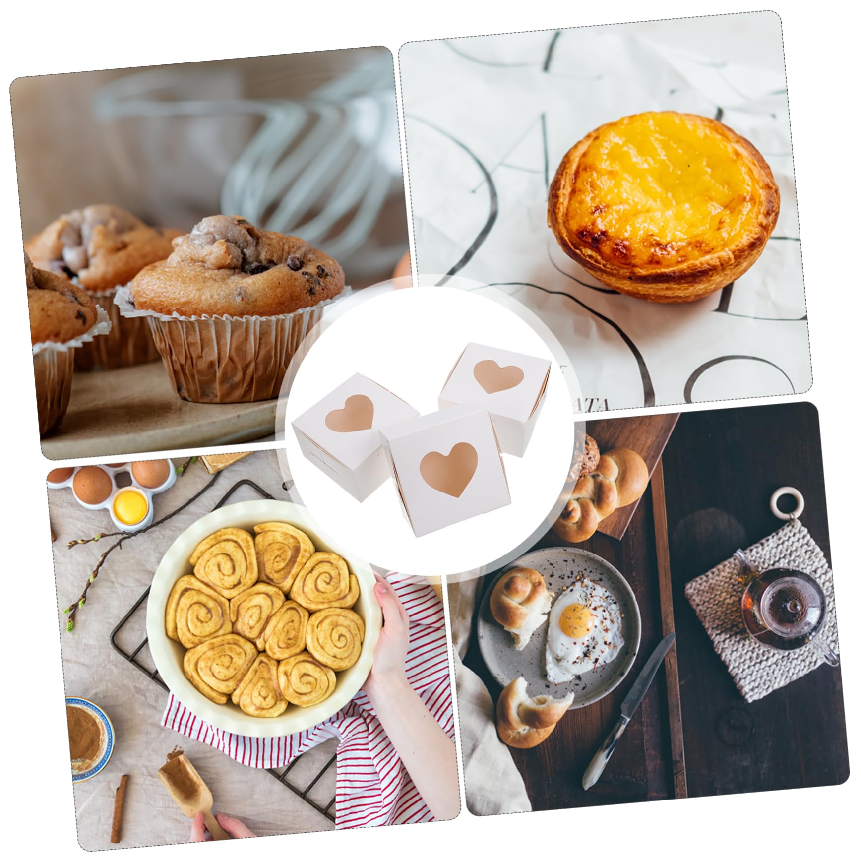 ULTECHNOVO 20pcs Boxes Cake Box Cake Storage Container Valentines Day Cupcake Dessert Containers Cupcake Cake Carrier Mini Paper Food Containers Muffin Carrier Gift Bridesmaid White Cardboard