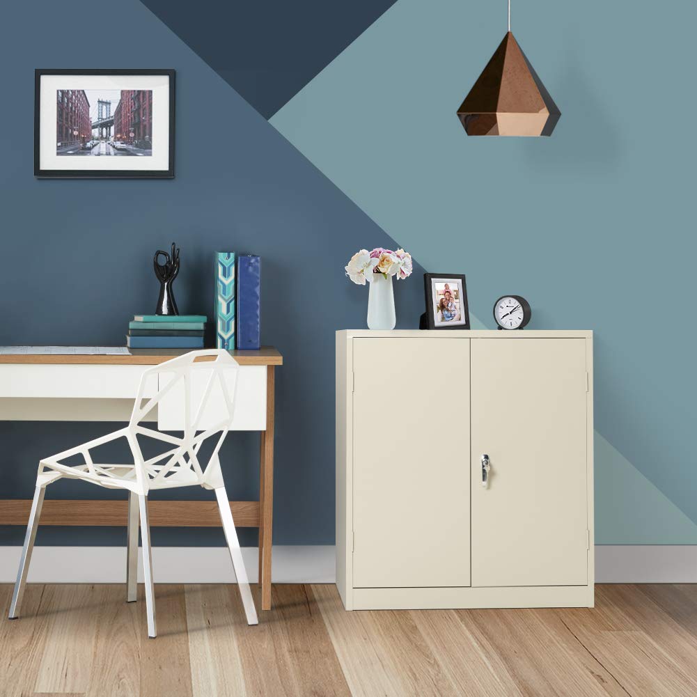 Superday Vanity Set, Wood Storage Dressing Table with Doors, Utility Office Furniture Makeup Desk with Visible Drawers, for Home and Garage, White