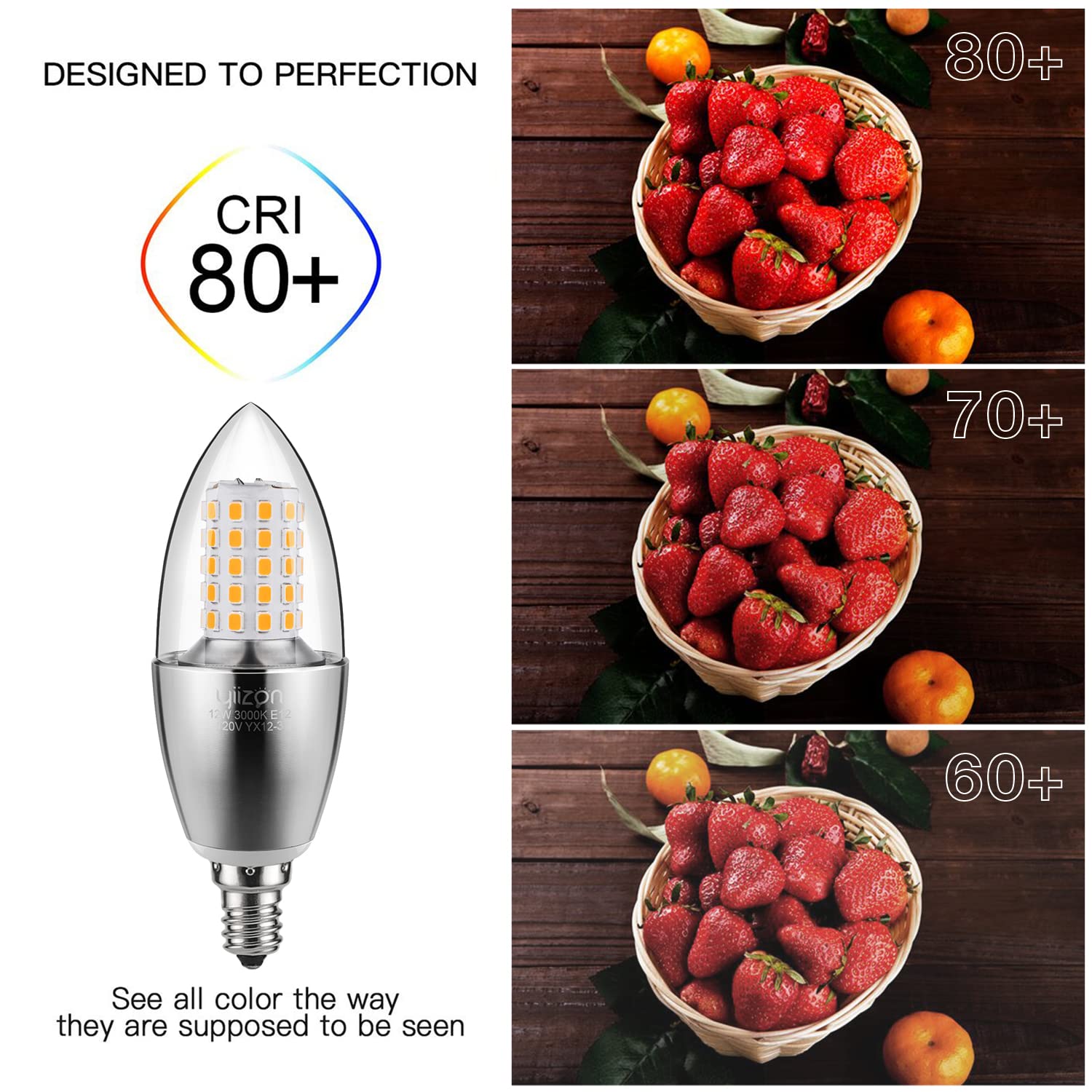 YIIZON E12 LED Corn Bulbs,12W LED Candelabra Light Bulbs 100 Watt Equivalent, 1200lm, Warm White 3000K LED Chandelier Bulbs, Decorative Candle, Non-Dimmable LED Lamp(4-Pack)