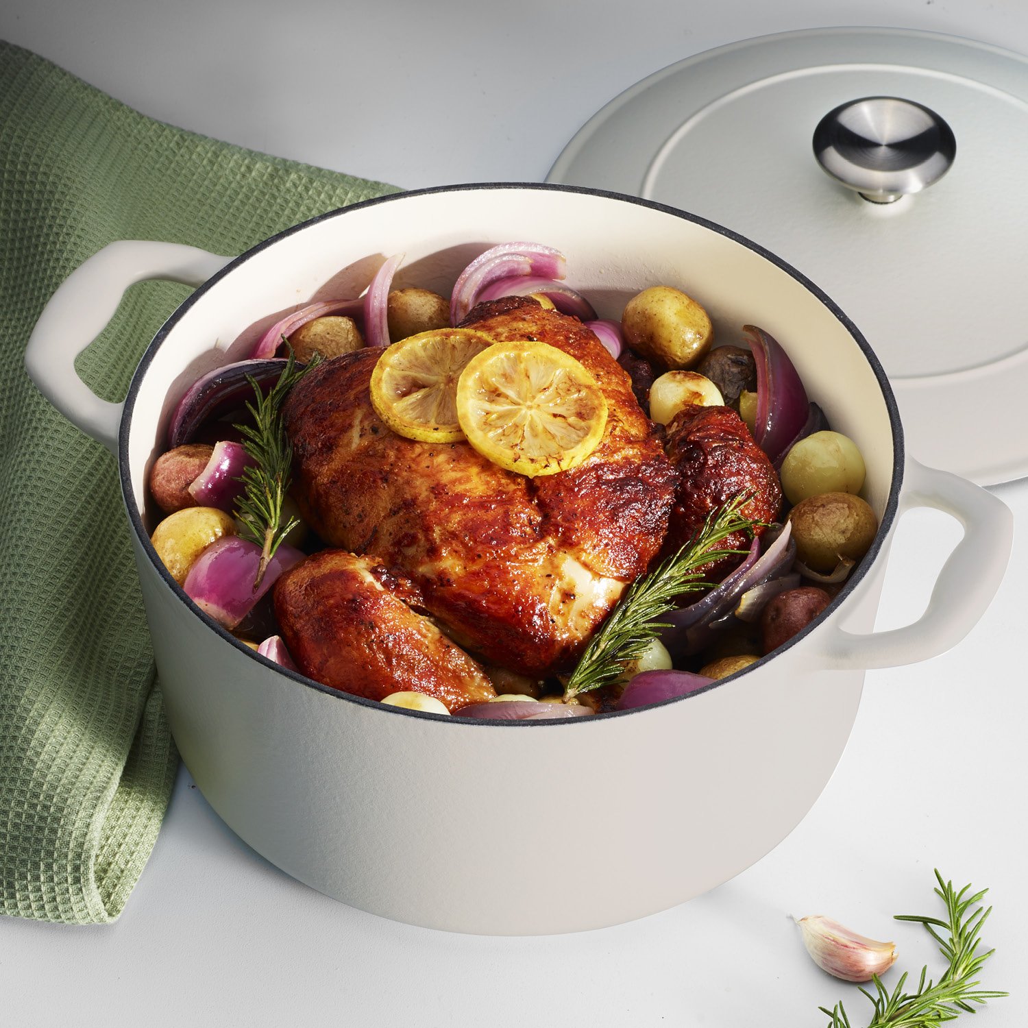 Tramontina Covered Round Dutch Oven, Enameled Cast Iron 5.5-Quart Matte White, 80131/035DS