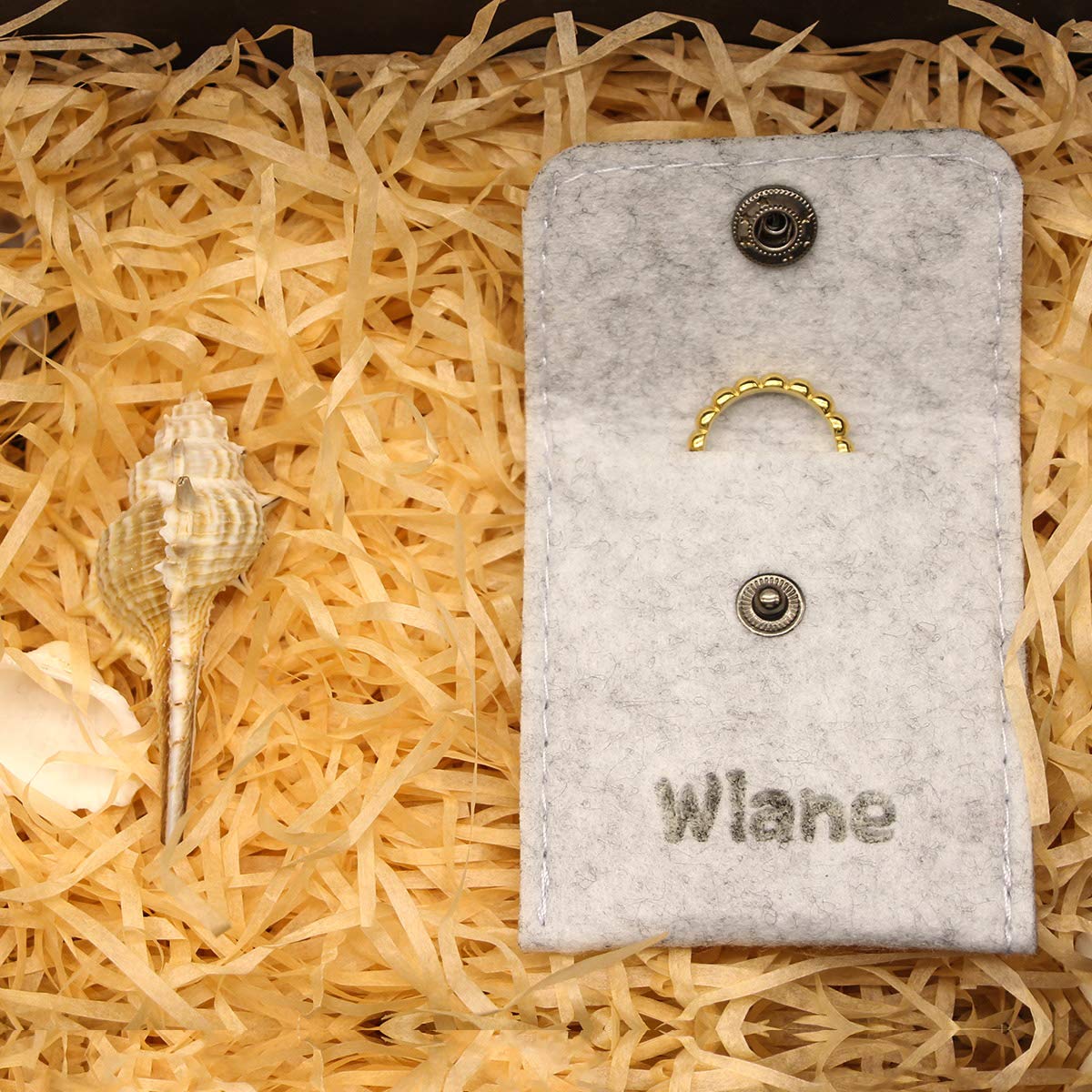 Wlane 18K Real Gold Plated Beaded Ring Stacking Rings for Women 4mm - Size 8