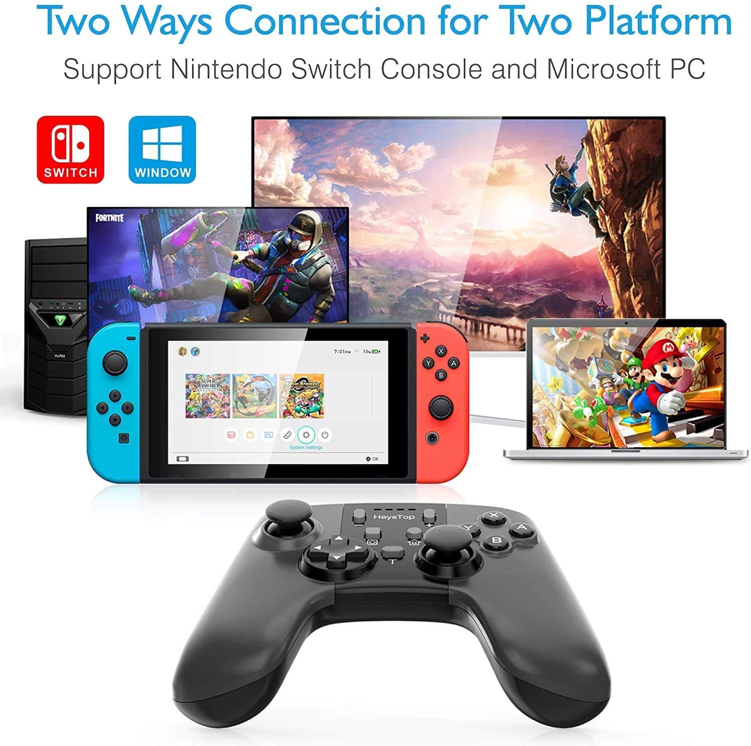 Wireless Nintendo Switch Controller HEYSTOP Nintendo Switch Pro Controller Remote Gamepad with Gyro Axis Dual Vibration Turbo Mode Pro Controller for Switch Games