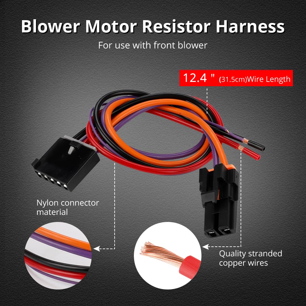WMPHE Compatible with AC Blower Motor Resistor Buick Rainier Cadillac Chevrolet GMC HVAC AC Blower Motor Resistor kit With harness Replace OEM 15-81773, 89018778, 89019351