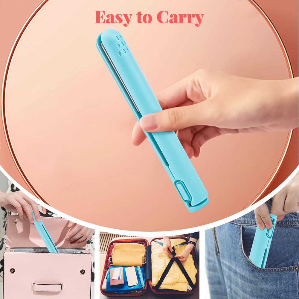 Ubitree Mini Curling Iron, Dual-Purpose Travel Curling Wand, 2 in 1 Curling Iron and Straightener Combo, Cordless Curling Iron with USB Cable for Short Medium Long Hair