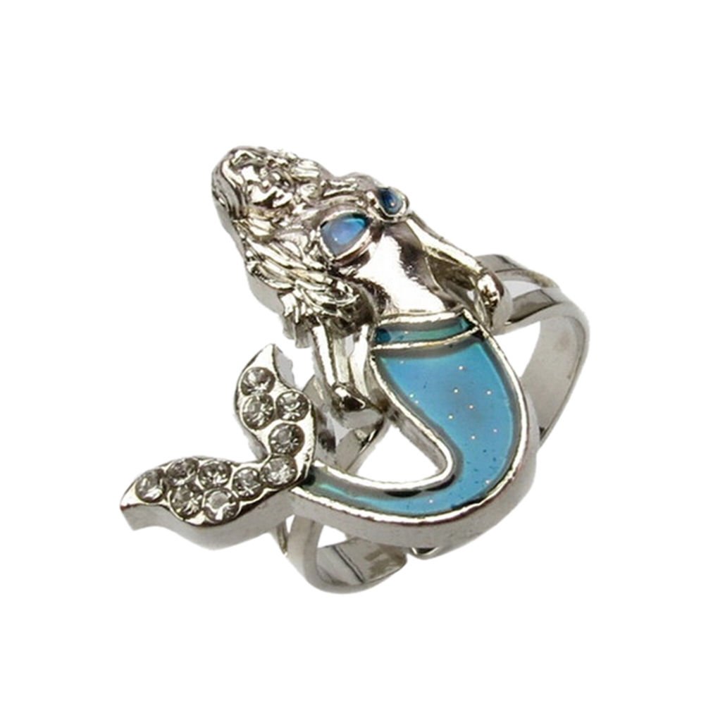UBOOMS 1 Pcs Mermaid Tail Mood Ring Emotion Feeling Color Changing Gift Size Adjustable Ring