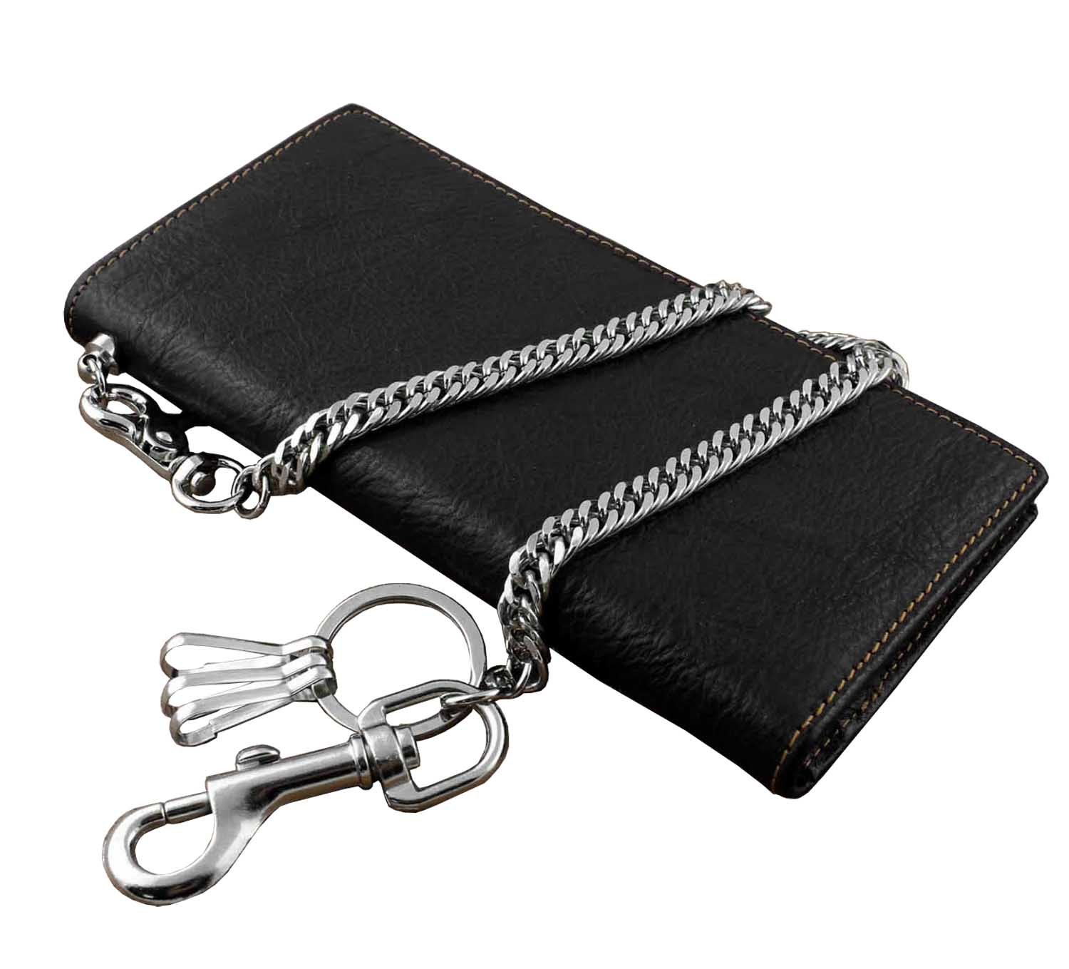 vogueteen Real Leather Mens Biker Card/Money Long Wallet Purse W/Jeans Key Chain