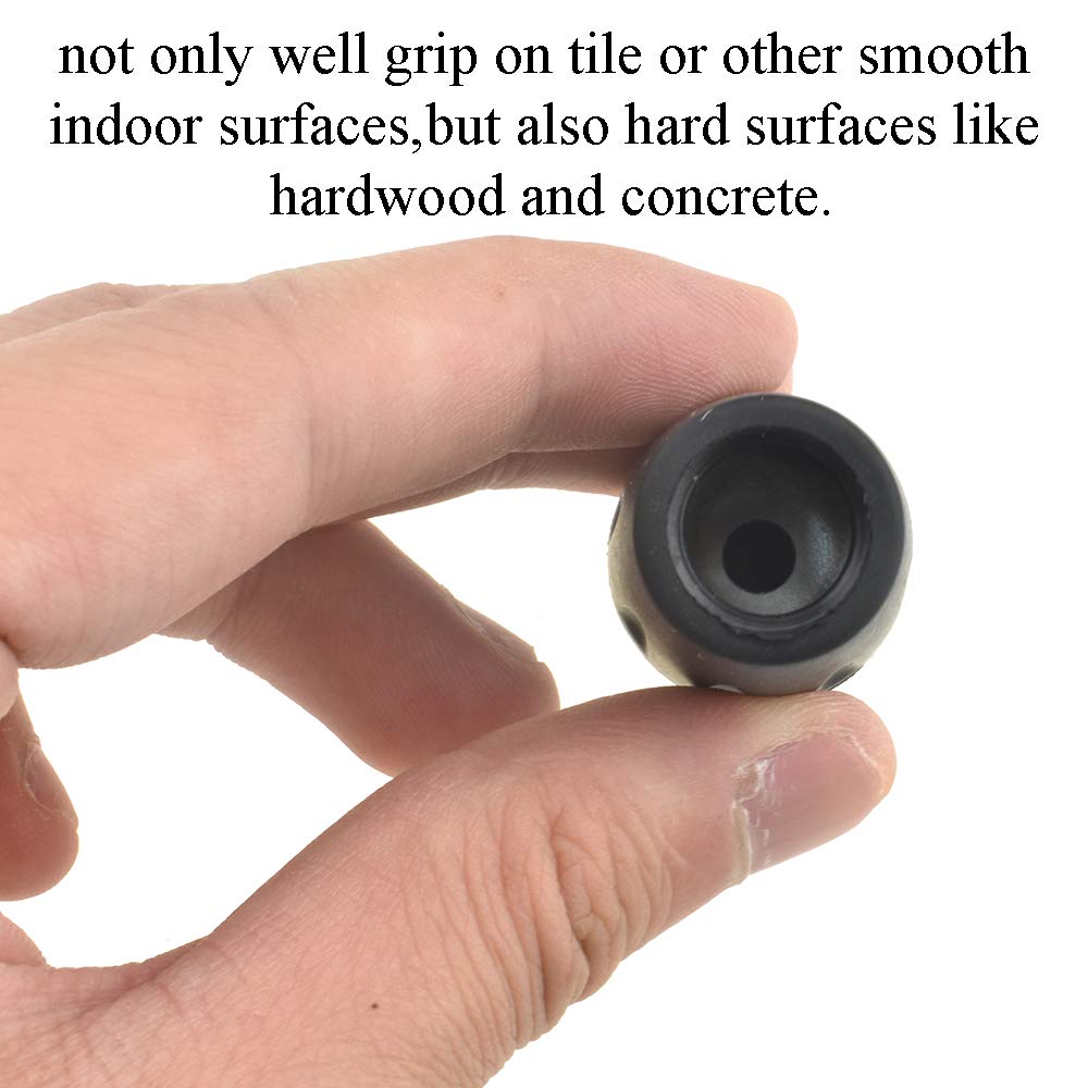 Yadaland Hiking Pole Rubber Tips 0.43inch Hole Diameter Protector Shock Absorbing Durable Solid Not Easy to Deform Slip Stay Securely for Trekking Walking Stick Grip Well Add Traction Black 5pieces