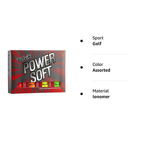 Volvik POWER SOFT Explosive Ball Speed Golf Balls 1 Dozen (12 Balls) - Assorted Color