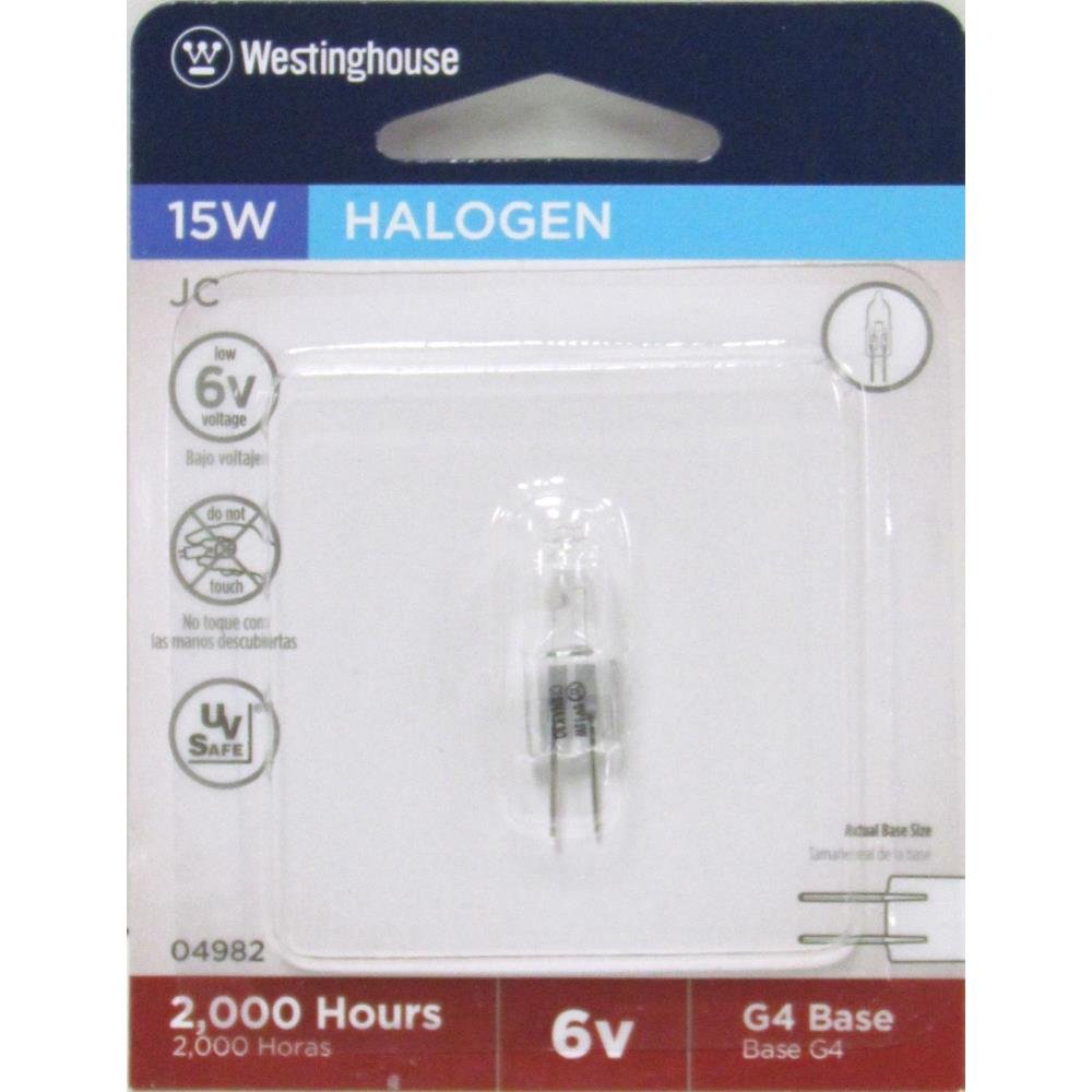 Westinghouse 0498200 15 Watt T3 JC Halogen Single-Ended Low Voltage Clear Light Bulb with G4 Base, 1 Count (Pack of 1)