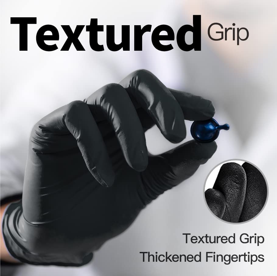 Supmedic Black Nitrile Exam Glove, 5 mil Powder-Free Latex-Free Disposable Medical Gloves, Case of 1000 Pcs (Large)