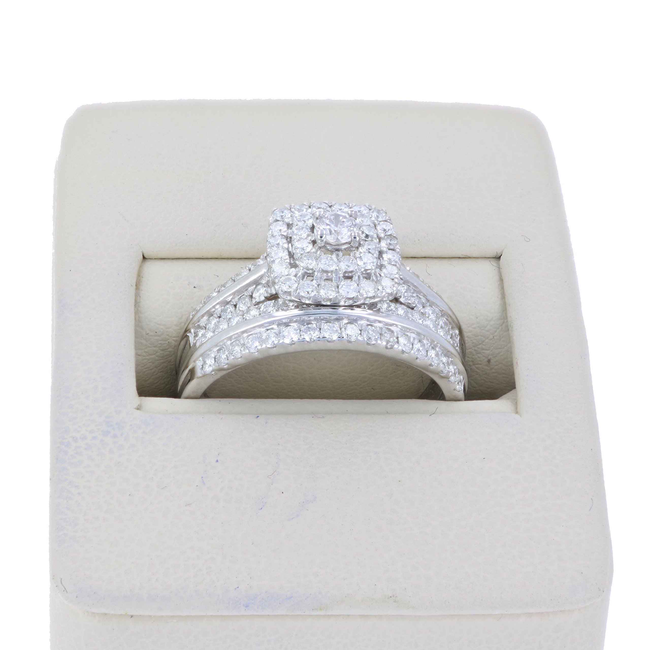 VIR JEWELS 1 CT Diamond Halo Cushion Wedding Engagement Ring Set 14K White Gold in Size 7