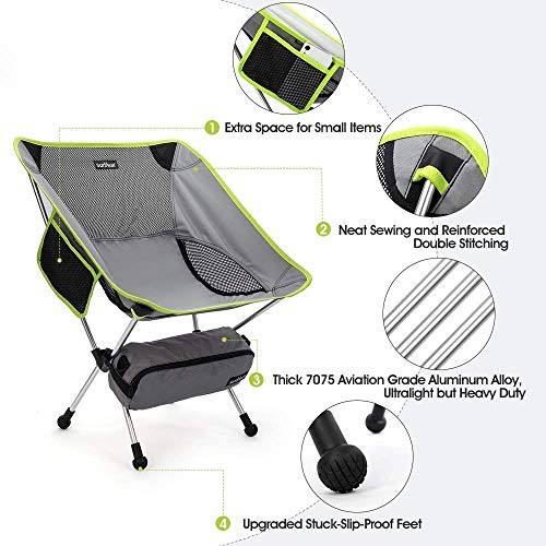 Sunyear Camping Chair Lightweight Portable Folding Backpacking Chairs, Small Compact Collapsible Backpack Camp Chair for Outdoor, Hiking, Picnic
